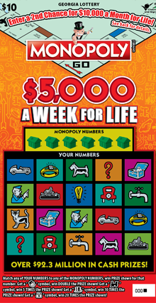 1578 – MONOPOLY $5,000 A WEEK FOR LIFE - Georgia Lottery