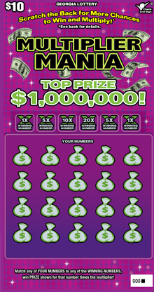1638 – $10 MULTIPLIER MANIA - Georgia Lottery